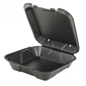 Genpak - Container, 9.25x9.25x3 Black Vented 1 Compartment Snap It Foam ...